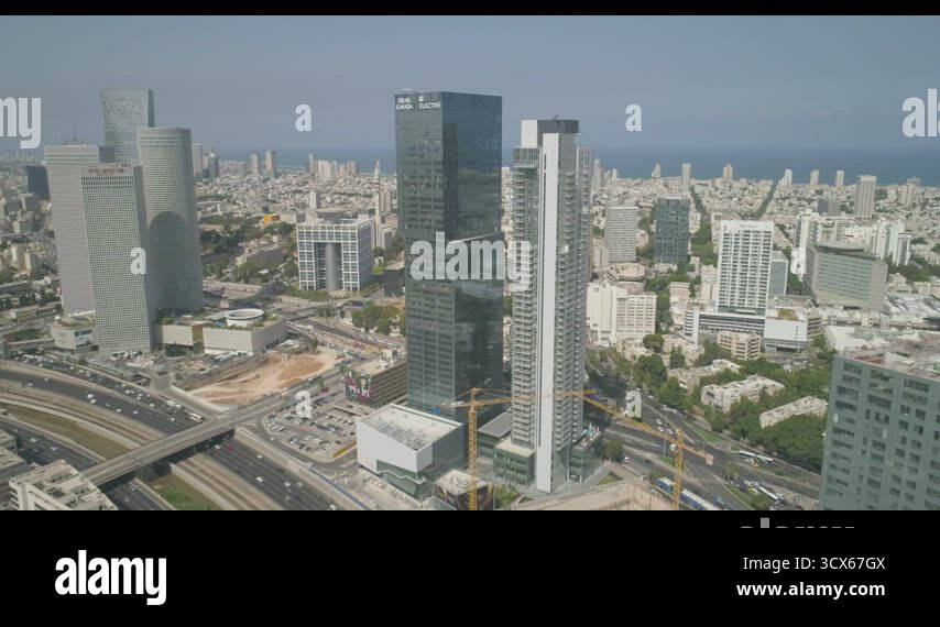 Aerial view of Tel aviv skyline. Urban landscape at daytime with ...