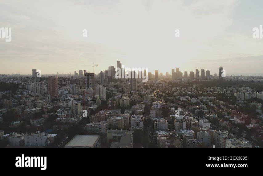 Tel aviv skyline at Daytime. Horizon view of towers and buildings ...