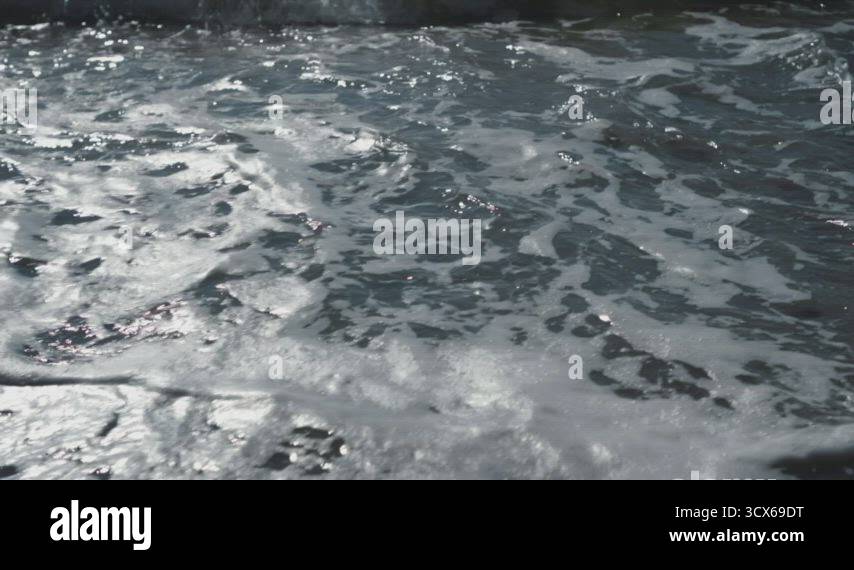 Slow motion of sea tide waves slowly crash at sandy beach shore. Tide ...
