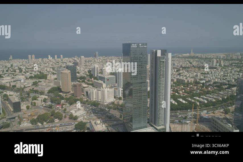 Aerial view of Tel aviv skyline. Urban landscape at daytime with ...