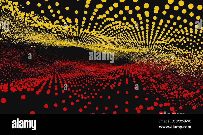 Futuristic abstract red yellow dimension waveform ball oscillation ...