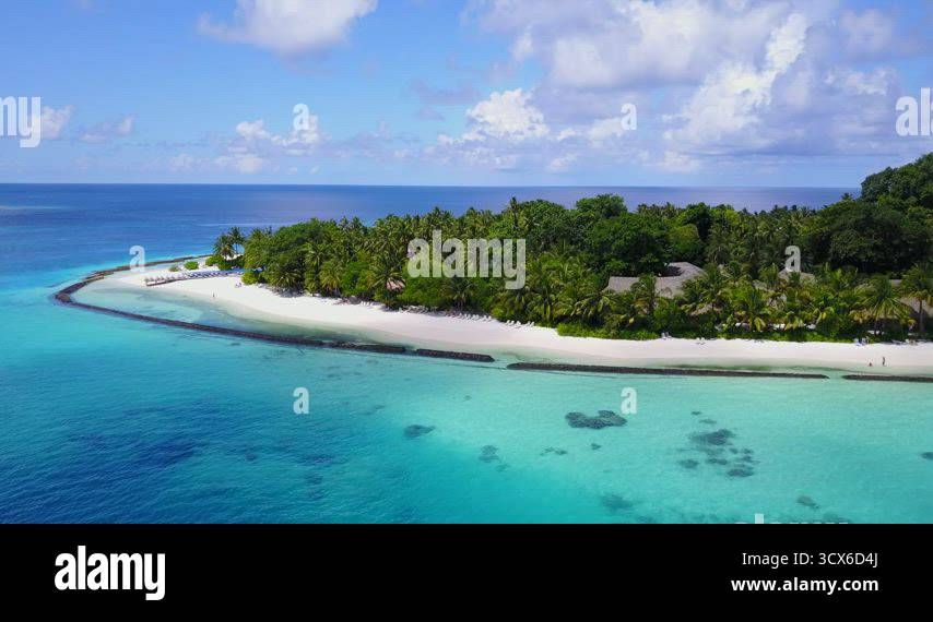 Drone nature of exotic coast beach journey by transparent lagoon with ...