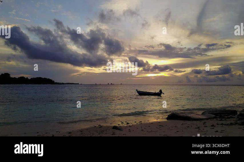 Drone view nature of relaxing island beach vacation by blue ocean with ...