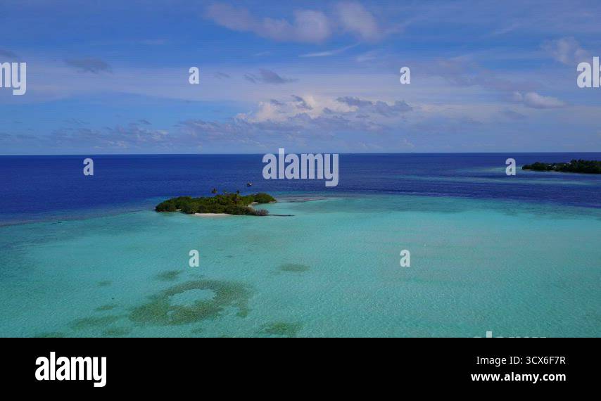 Aerial scenery of beautiful tourist beach break by clear ocean and ...