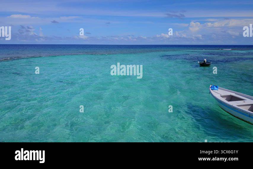 Aerial view panorama of tropical seashore beach journey by blue water ...