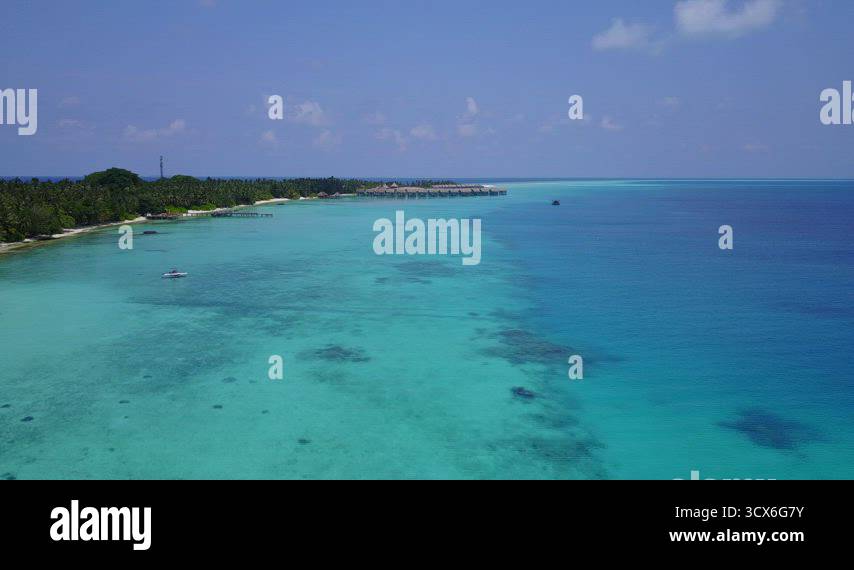 Aerial tourism of exotic coast beach time by transparent water with ...