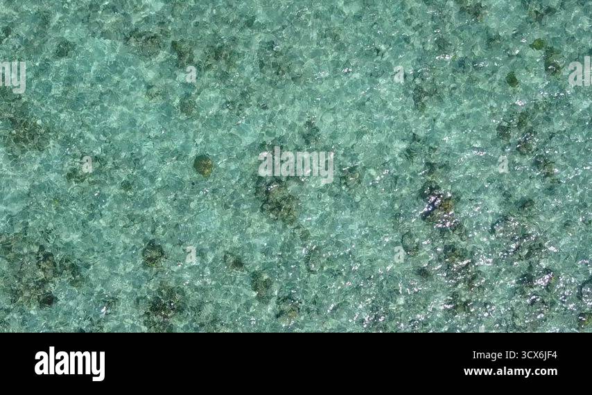 Aerial drone travel of perfect lagoon beach break by blue sea and ...