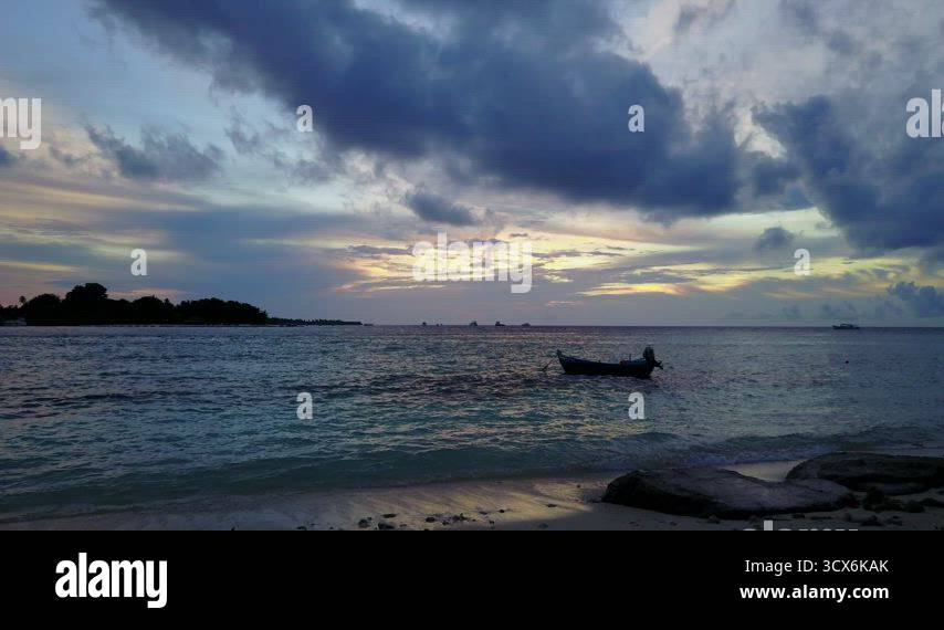 Aerial drone nature of relaxing island beach holiday by blue lagoon and ...