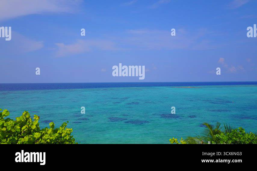 Drone nature of tranquil coastline beach trip by blue ocean with white ...