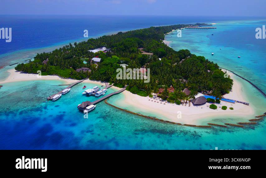 Drone aerial scenery of idyllic coast beach time by transparent water ...
