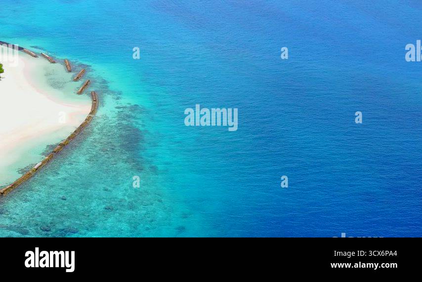 Drone aerial scenery of beautiful resort beach trip by blue ocean with ...