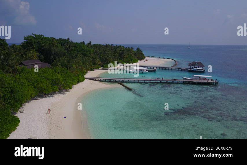 Aerial drone abstract of marine coastline beach trip by blue water with ...