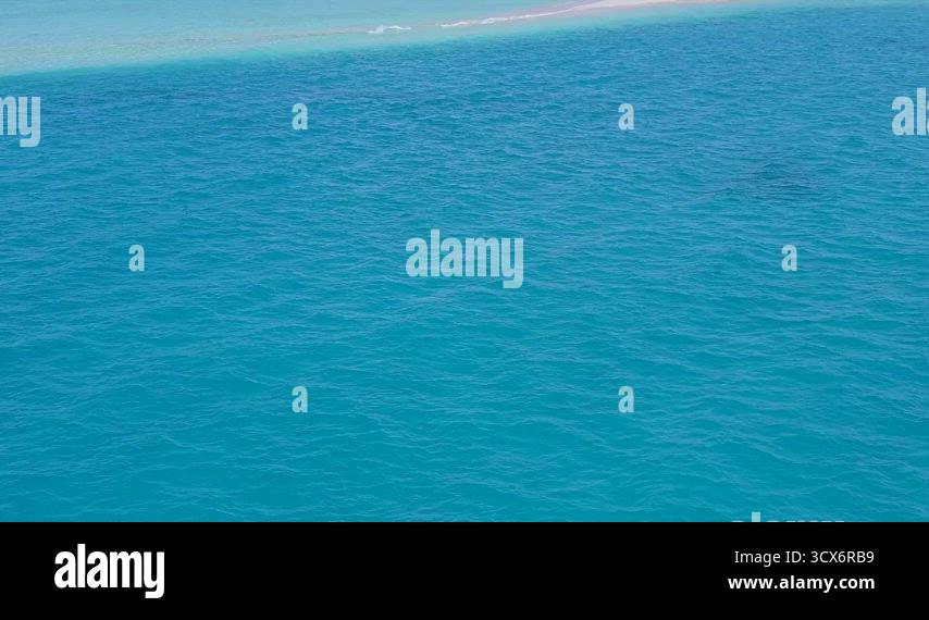 Drone sky of marine tourist beach trip by blue lagoon with white sandy ...