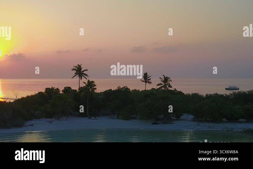 Aerial drone scenery of paradise coast beach trip by blue lagoon with ...