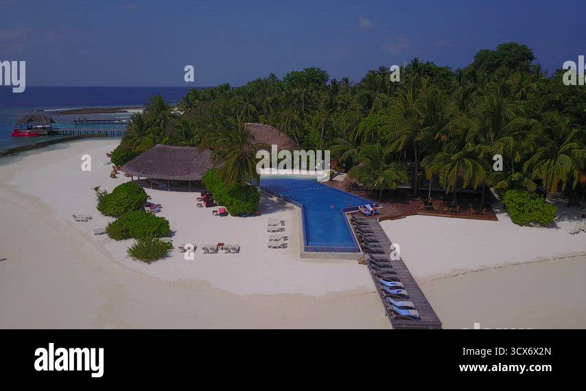 Drone view landscape of luxury seashore beach time by turquoise ocean ...