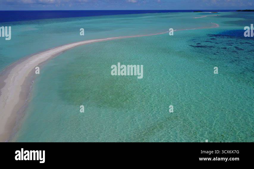 Drone view landscape of idyllic island beach wildlife by transparent ...