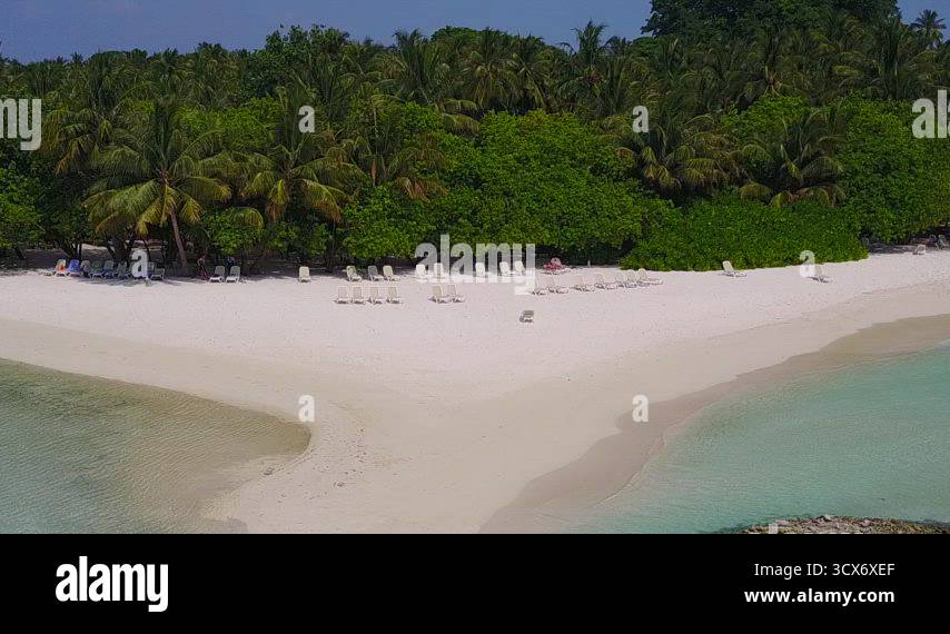 Aerial drone sky of perfect sea view beach lifestyle by transparent ...