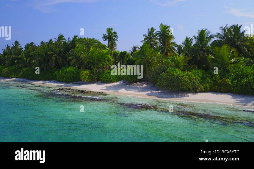 Romantic scenery of perfect coast beach journey by shallow lagoon and ...