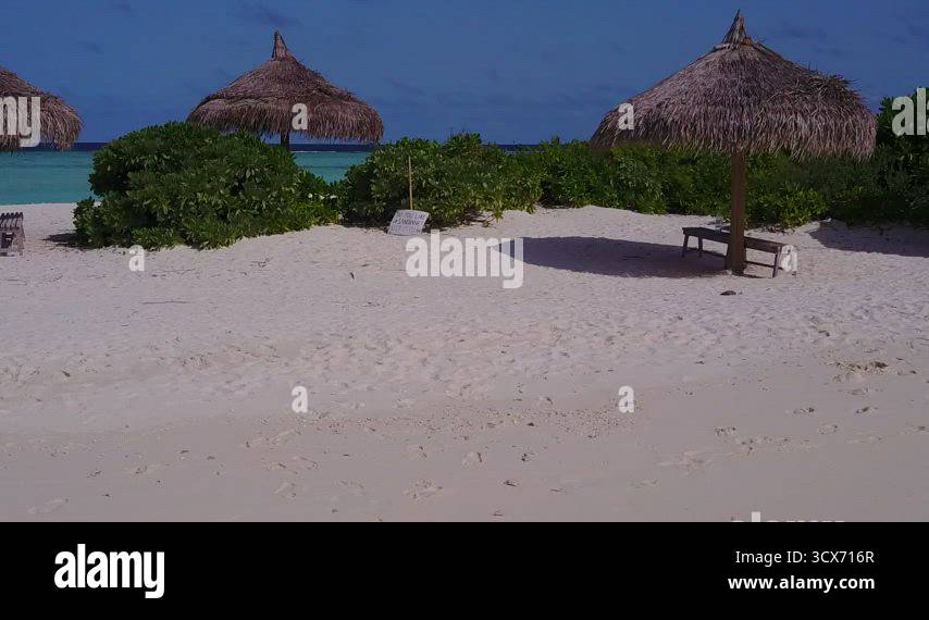 Warm travel of relaxing tourist beach journey by aqua blue sea with ...