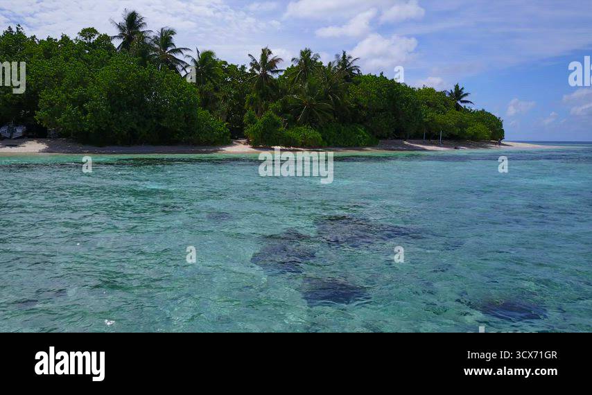 Wide angle landscape of perfect bay beach vacation by blue sea with ...