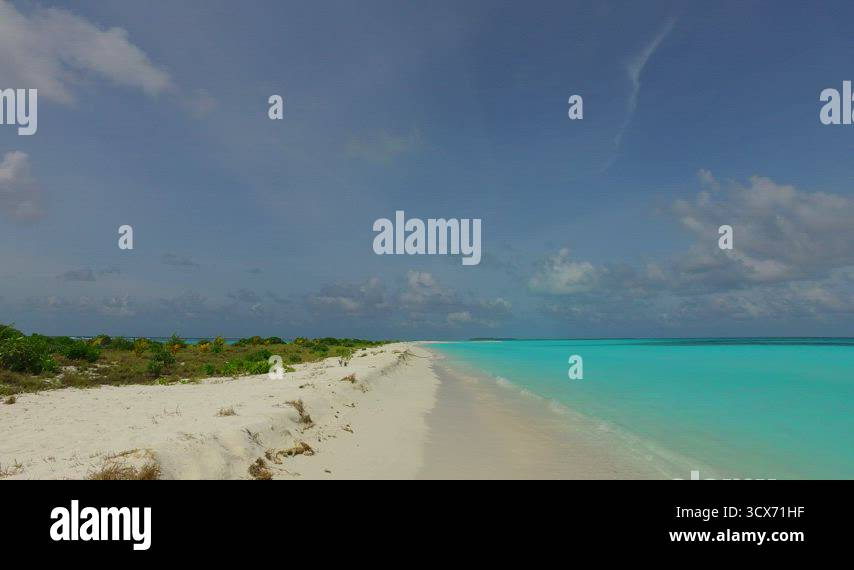 Warm scenery of marine island beach journey by blue ocean with white ...