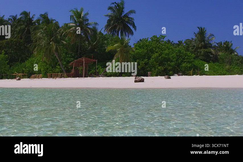 Copy space panorama of perfect bay beach holiday by turquoise sea with ...