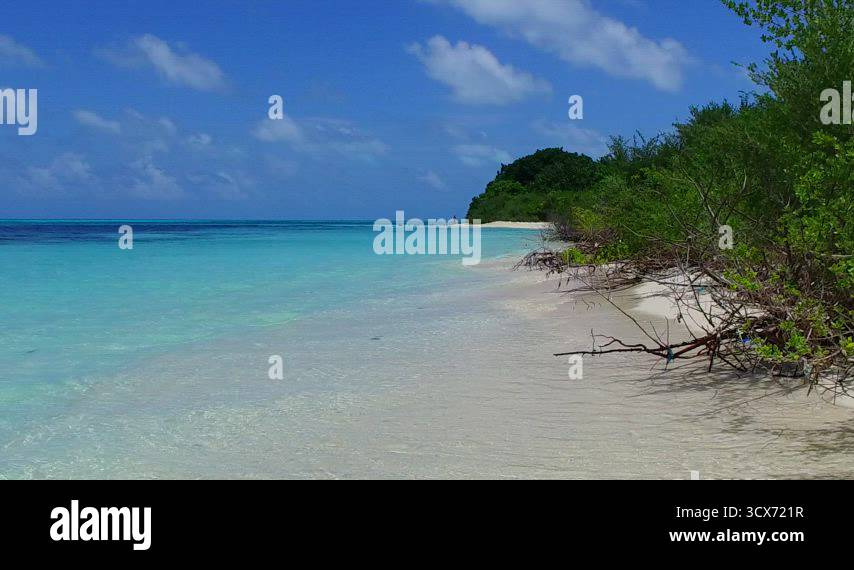 Daytime abstract of idyllic bay beach journey by blue water and white ...