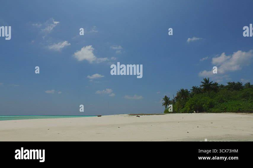 Warm scenery of exotic coast beach voyage by blue sea with white sand ...
