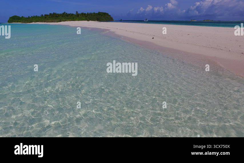 Wide angle scenery of beautiful lagoon beach vacation by turquoise sea ...