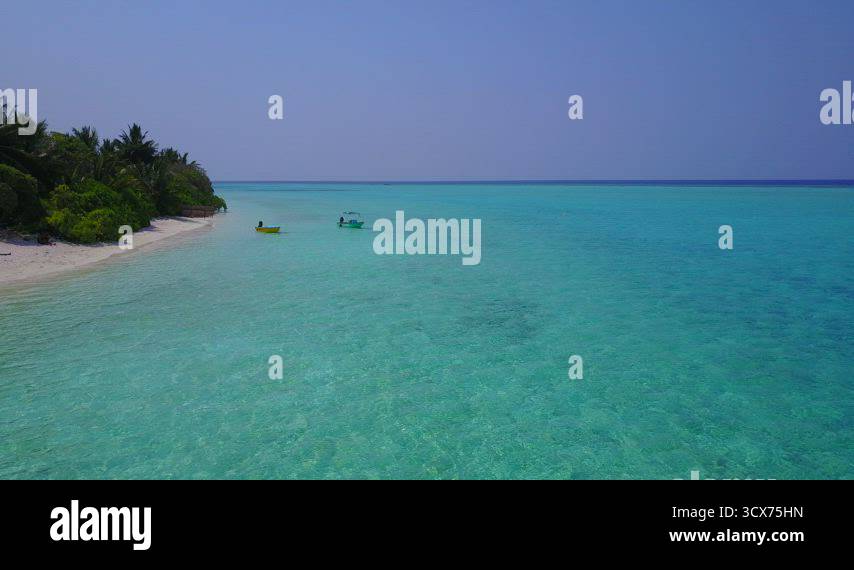 Copy space tourism of perfect coast beach adventure by aqua blue ocean ...