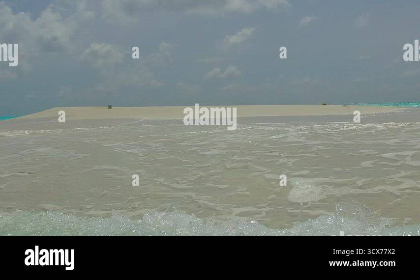 Sunny landscape of perfect bay beach break by blue green ocean with ...