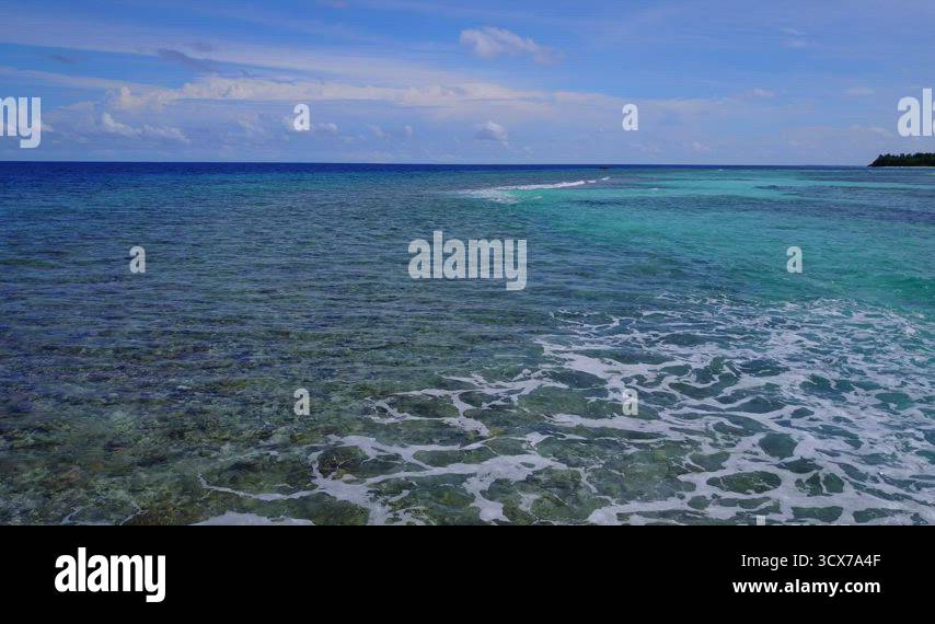 Daytime nature of tropical seashore beach journey by shallow ocean with ...