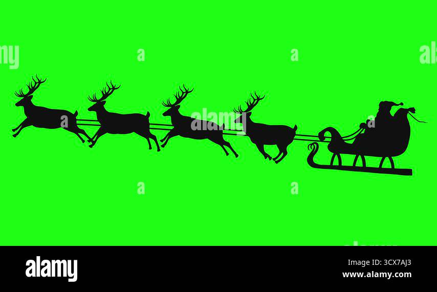 Animated Silhouette Santa's Sleigh on Green Screen Stock Video Footage ...