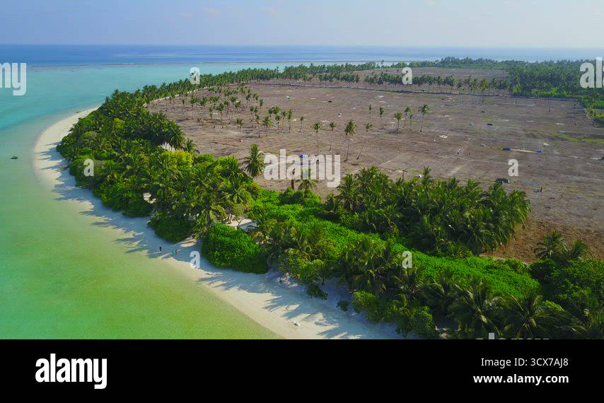 Sunny travel of idyllic resort beach break by aqua blue water and clean ...