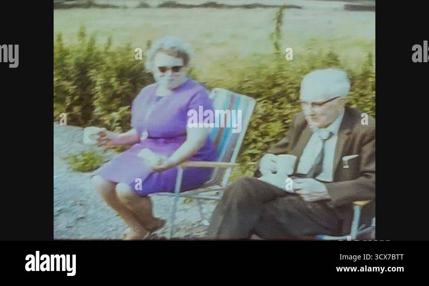 United kingdom 1966, English people drink tea in garden Stock Video ...