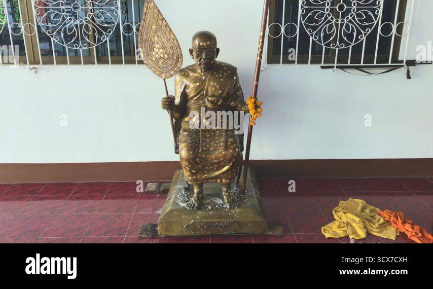 Aged Stone Statue Of Buddhist Monk Stock Video Footage - Alamy