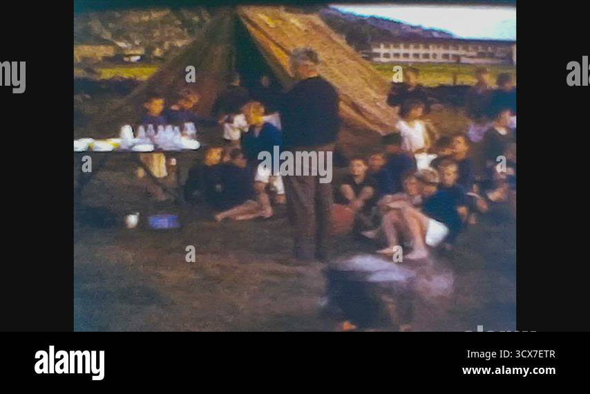 United Kingdom 1965, Boy scout camping in 60s Stock Video Footage - Alamy
