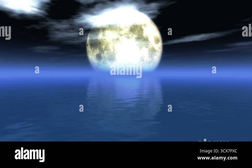 Big moon in ocean 4k Stock Video Footage - Alamy