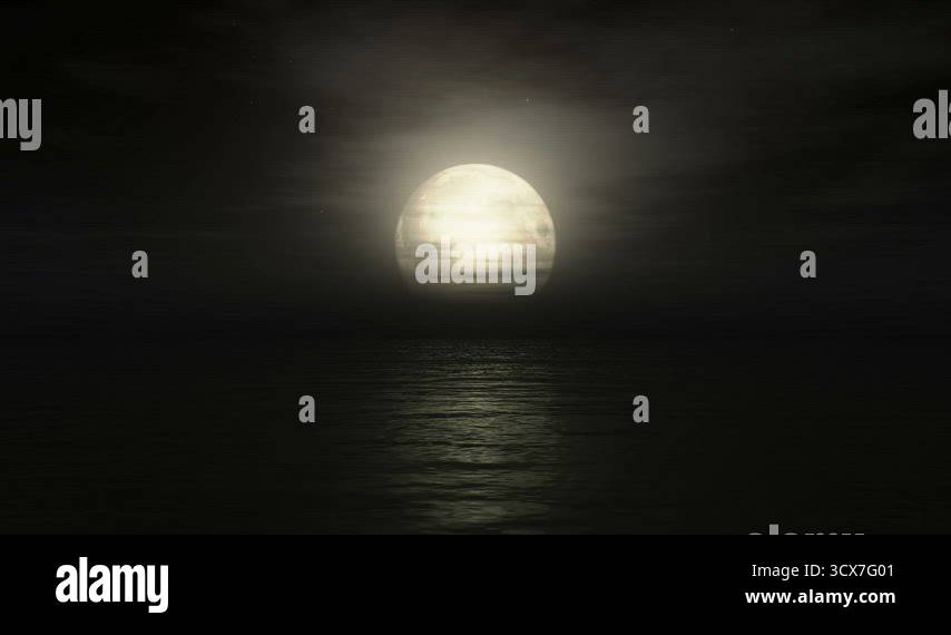 Big moon in ocean 4k Stock Video Footage - Alamy