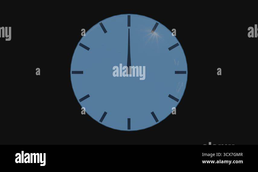 Clock with reflection of the sunny sky on glass against, alpha channel ...