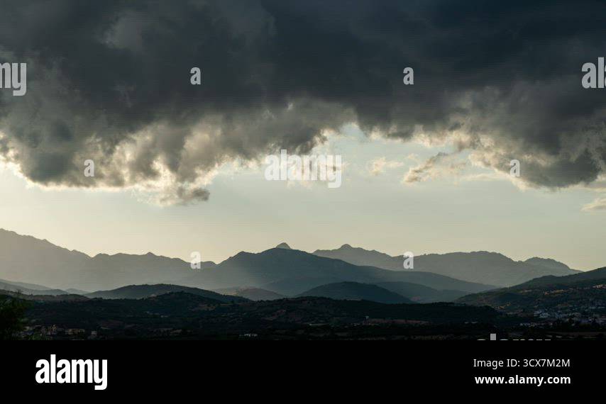 Dramatic 4K uhd cloudy sky sunset timelapse - One big black cloud on ...