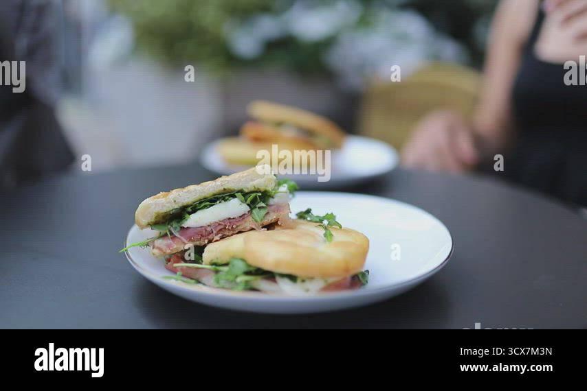 Close-up of a Tasty Meat and Lettuce Panini with a Thick Slice of ...