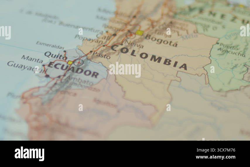 The Country of Colombia on a Colorful and Blurry South America Map ...