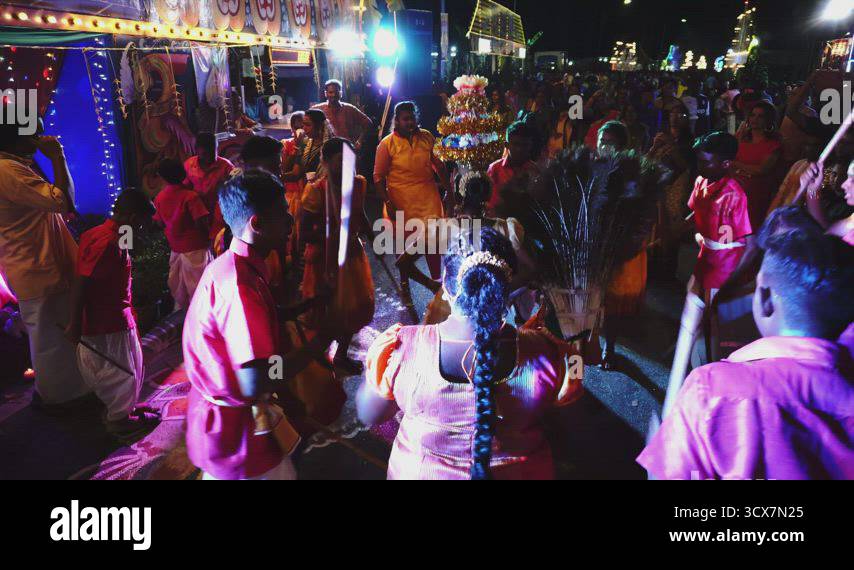 Indian stick dance at Street with colorful LED light Stock Video ...