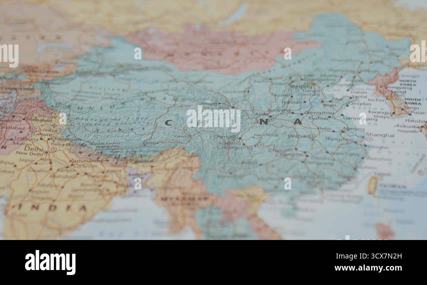 The Country China on a Colorful and Blurry East Asia Map Stock Video ...