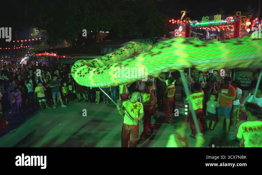 Snake dance chase the pearl perform in front of crowd Stock Video ...