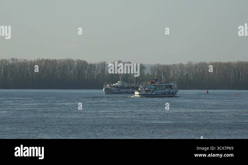 Two ships are sailing along the river Stock Video Footage - Alamy
