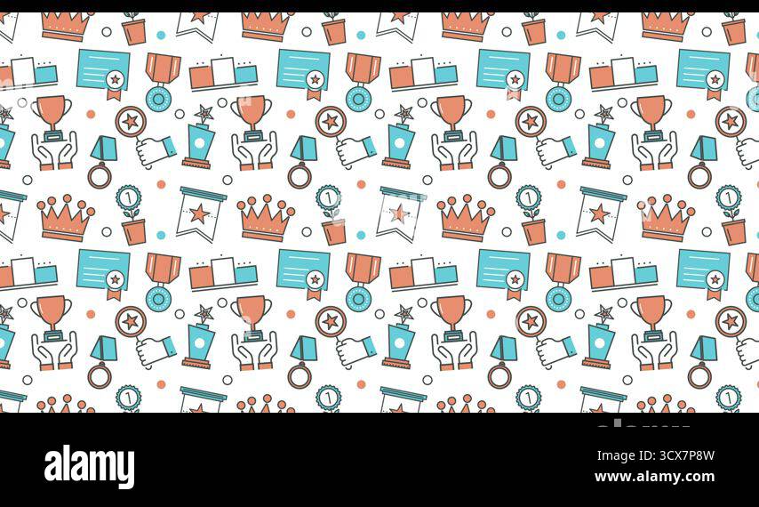 modern seamless texture background of flat awards, rewarding ...