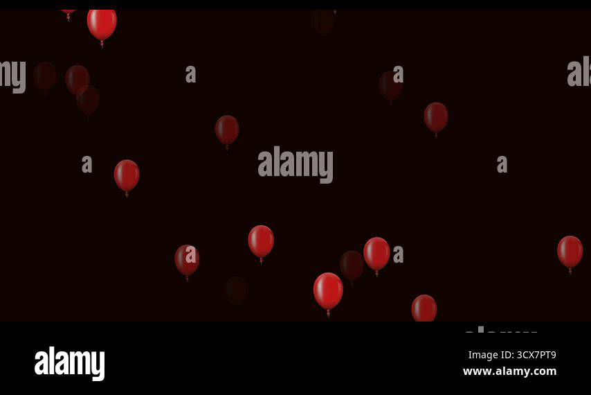 animation flying red balloons on a dark background. Anniversary or happy birthday Stock Video ...