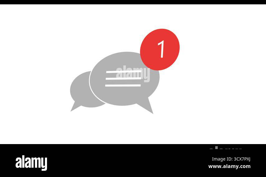 Animation of text message counter technology icon on white and alpha ...